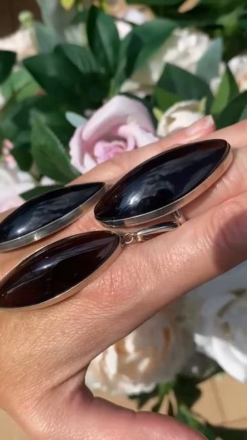 Кольцо и серьги с морионом