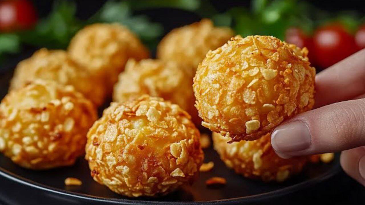 Хрустящие картофельные шарики с расплавленным сыром и перцем