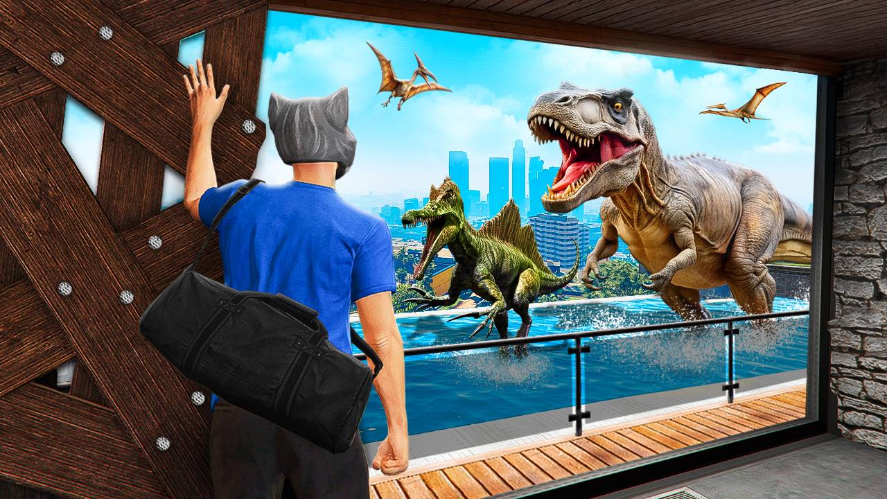 ЗАЩИТИТЬ ДОМ ФРАНКЛИНА ОТ ДИНОЗАВРОВ В ГТА 5!