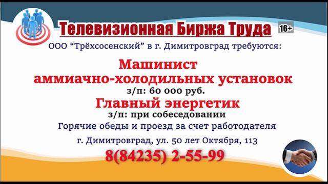 25-28.07.25г. в 20.16 и 22.26 на телеканале МИР Телевизионная Биржа Труда в УЛЬЯНОВСКЕ и области