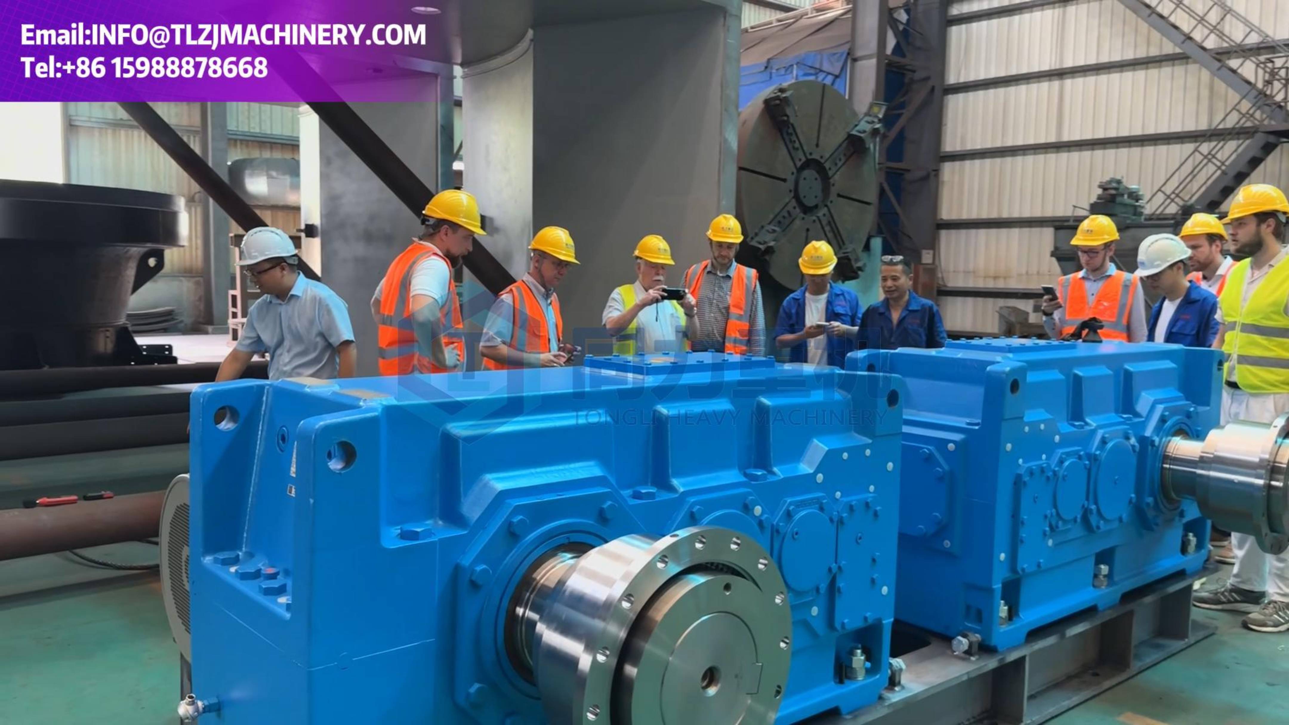 Заводские приемочные испытания вращающейся печи для сжигания отходов. Испытание редуктора двигателя