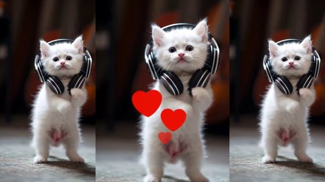 котенок в наушниках