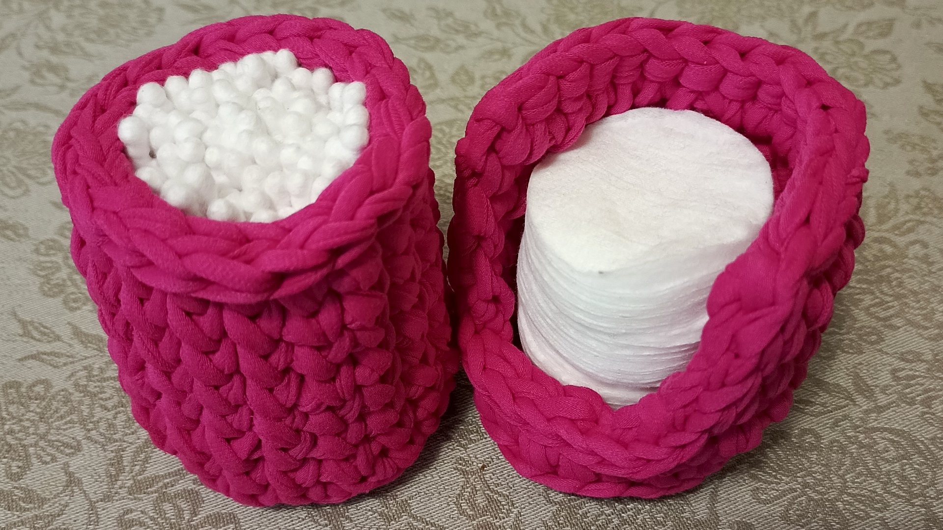 Органайзер для ватных дисков и палочек, корзинка крючком МК