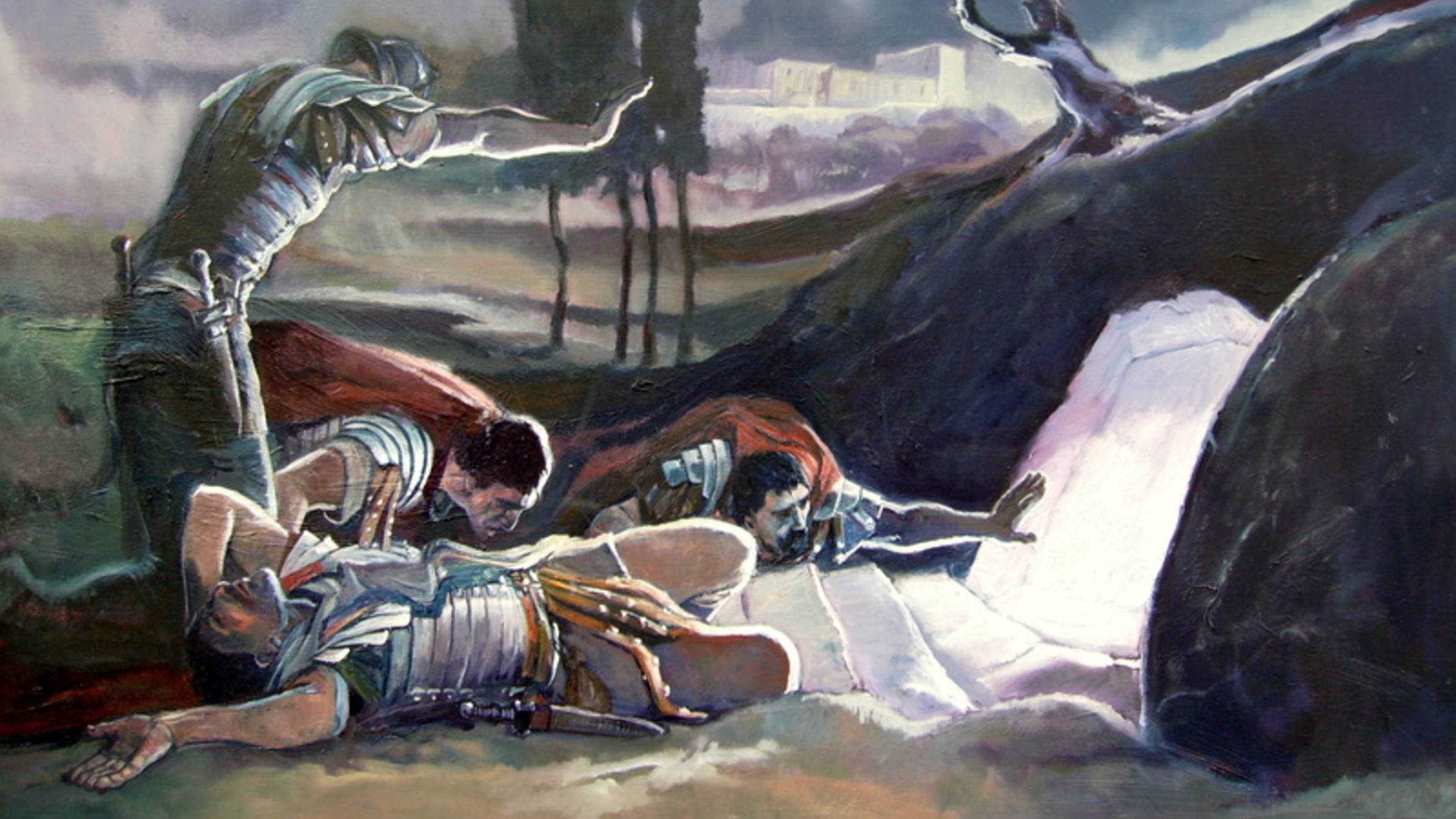 Вынос тела Иисуса из гробницы, подробности (фрагмент эфира с императором Константином и Еленой)