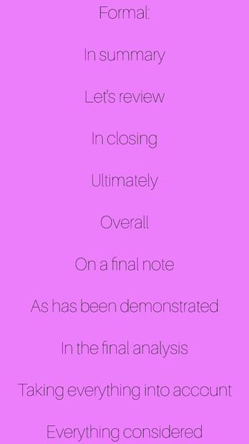 Как бы ты сказал В Заключение! How would you say In Conclusion!