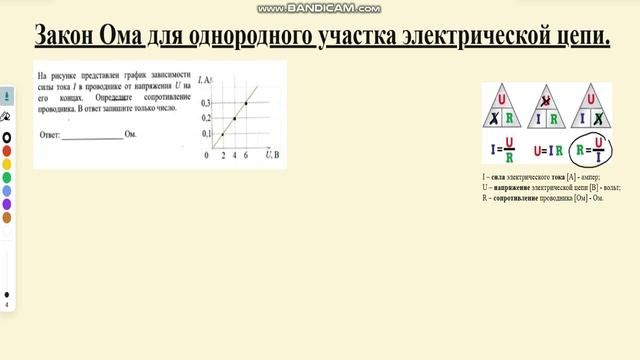 Решение задач. Закон Ома. График зависимости силы тока от напряжения. Задача 2.