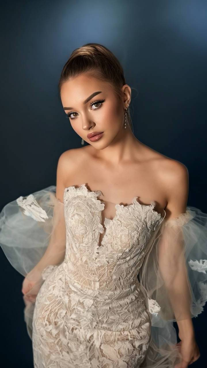 Кружевное свадебное платье с открытыми плечами Люция #домневесты #свадебноеплатье