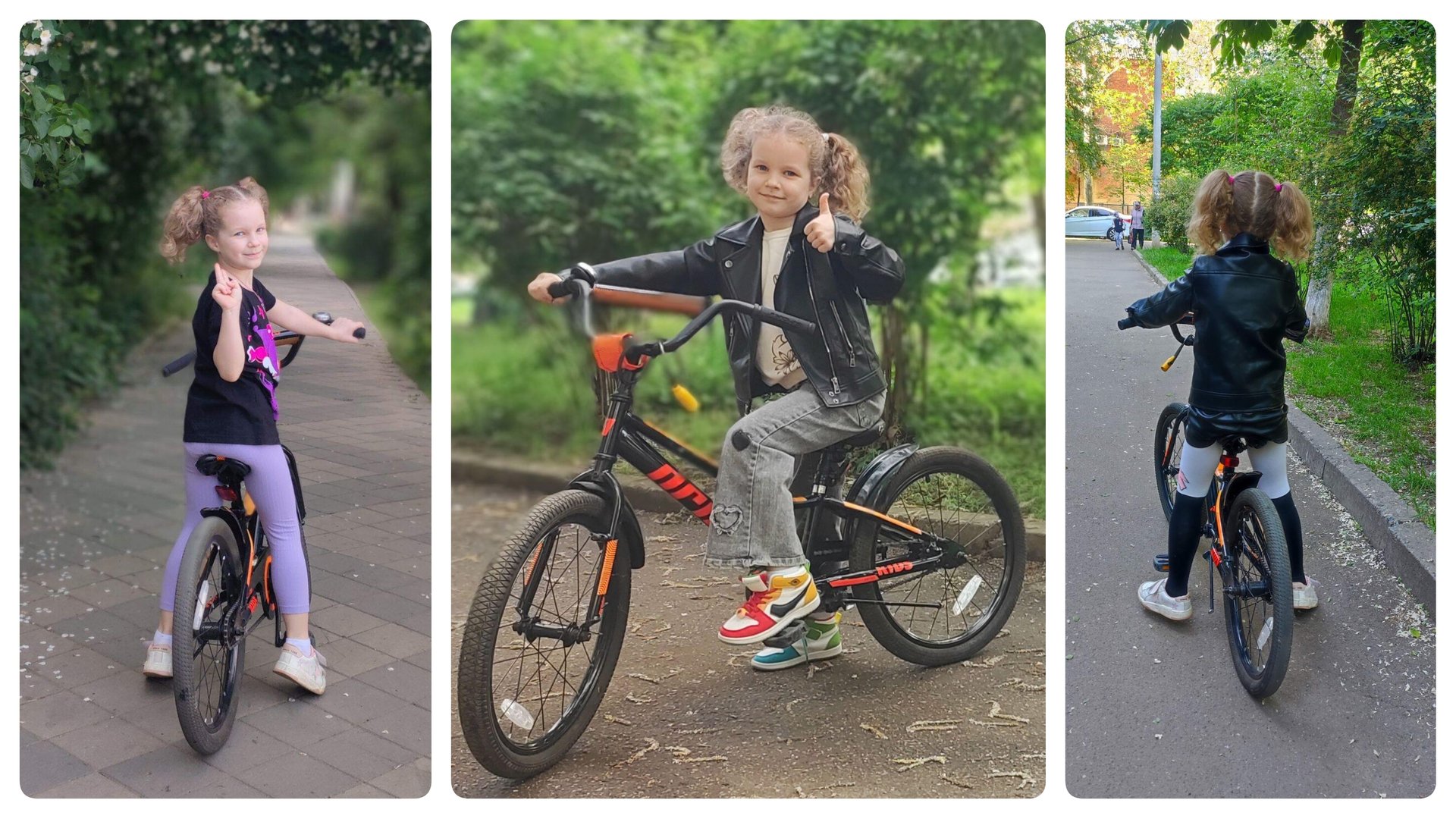 Эвелинка-картинка  на большом велосипеде