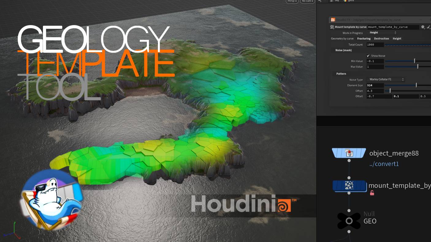 Houdini | Mount or Island Template by Curve Tool | Rus