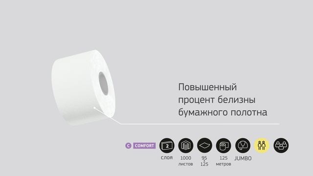 T206 Туалетная бумага в средних рулонах Veiro Comfort, 2сл, белая, 12 х 125м