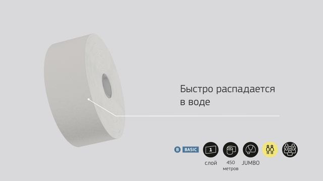 T101 Туалетная бумага в больших рулонах Veiro Basic, 1сл, натура, 6 х 450м