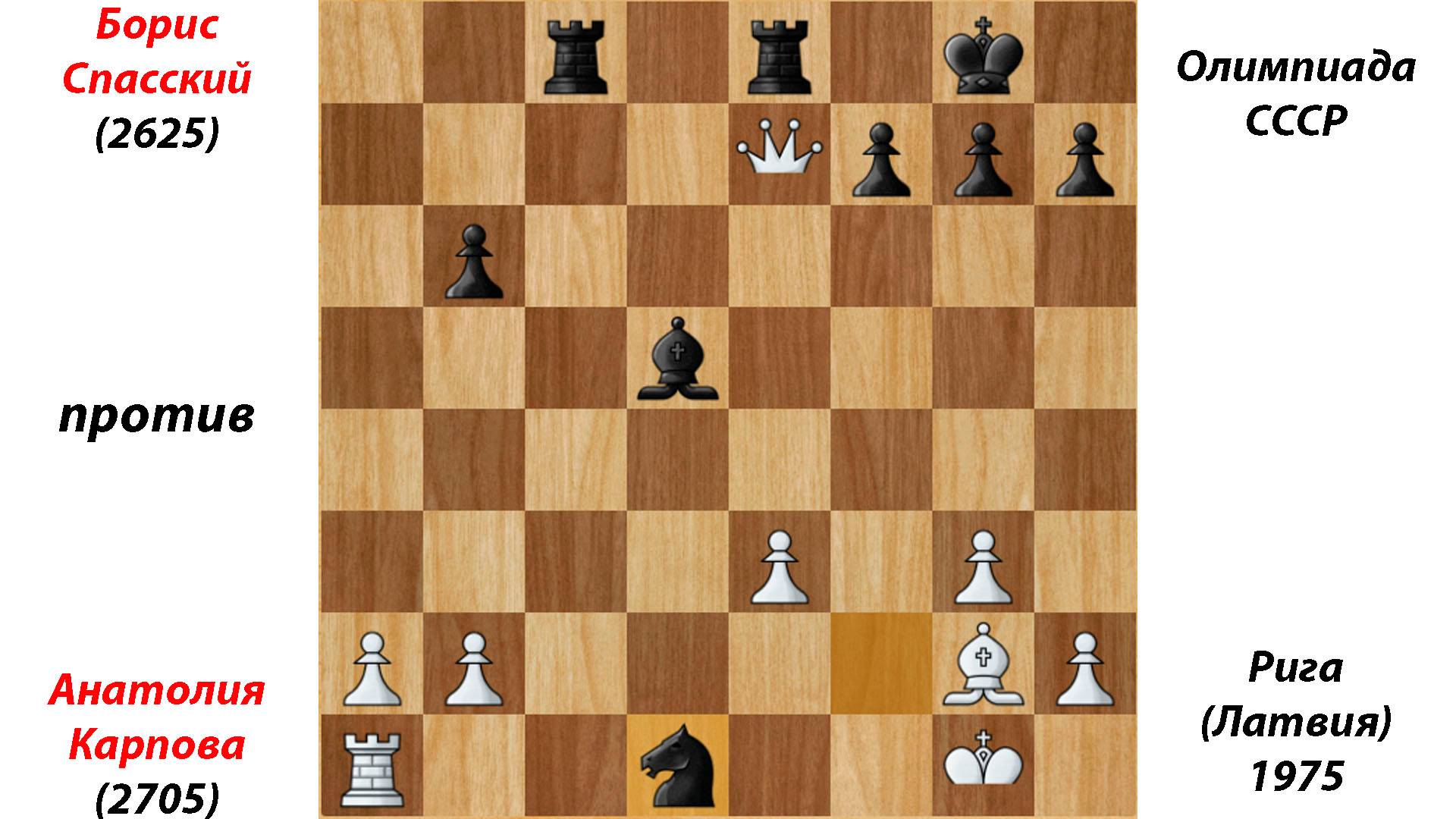 Борис Спасский против Анатолия Карпова. Олимпиада СССР, Рига (Латвия), 1975.