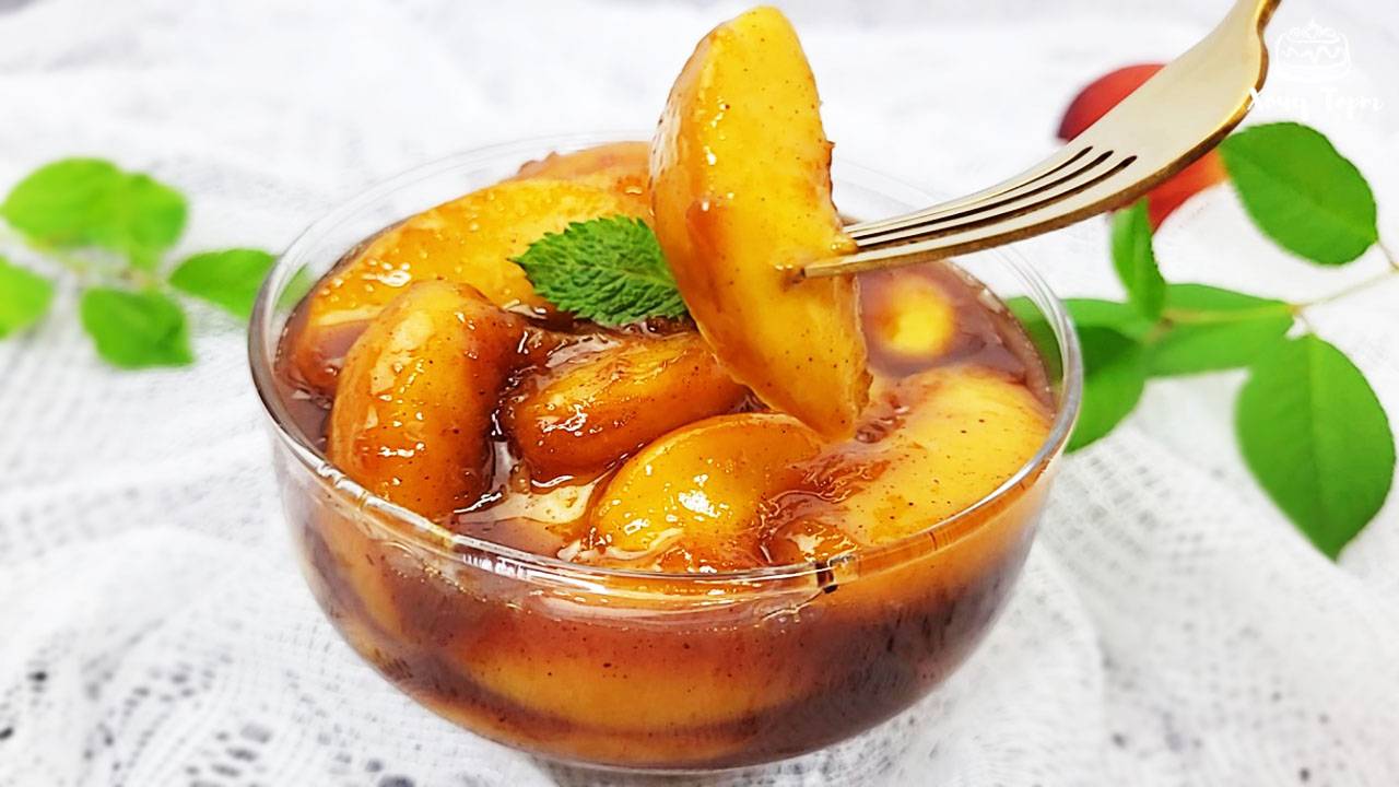 🍑 ОСТОРОЖНО: эти карамельные персики слишком вкусные! Готовятся за минуты, съедаются за секунды😋😍