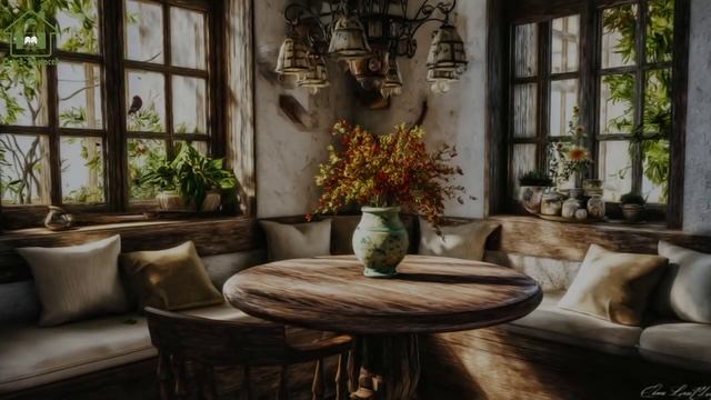 Интерьер кухни с осенними нотками в стиле кантри фото идеи  (2)