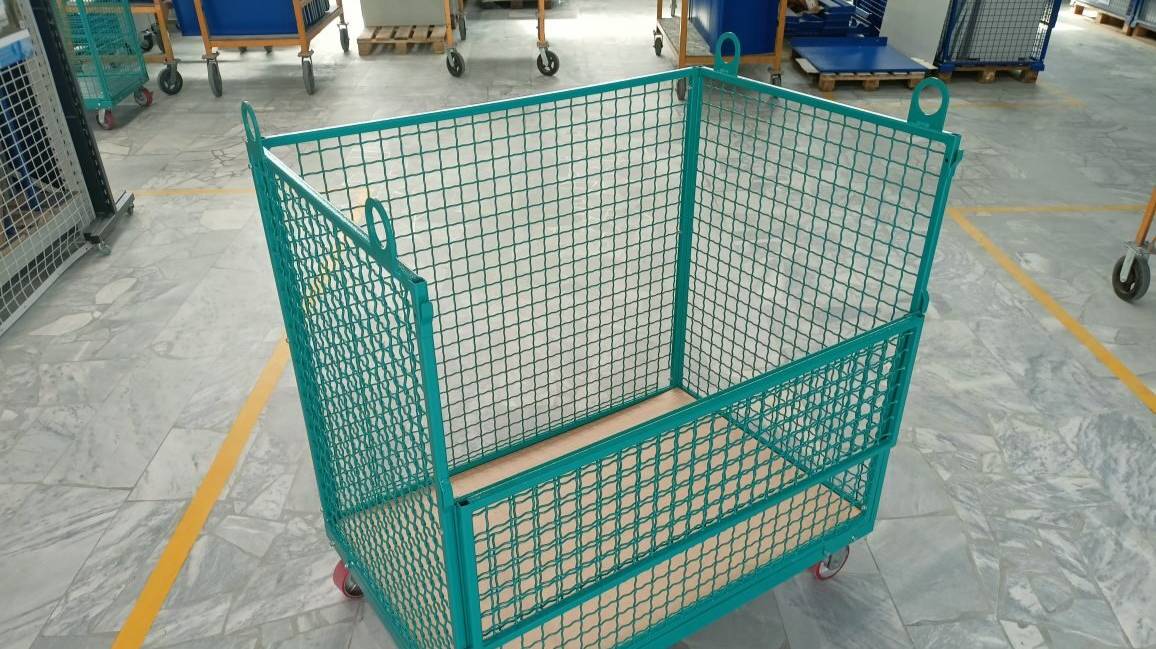 Контейнер сетчатый на колёсах с откидным бортом