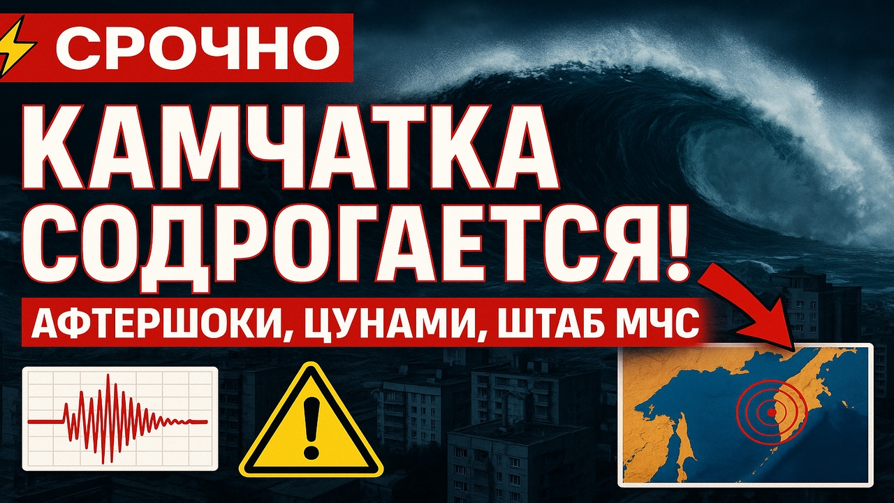 ⚡ Афтершоки до 7,5! Камчатка содрогается — власти развернули штаб, затоплены заводы