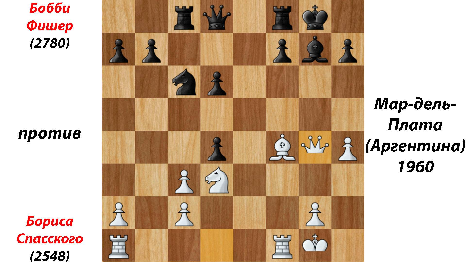 Бобби Фишер против  Бориса Спасского. Мар-дель-Плата (Аргентина), 1960.