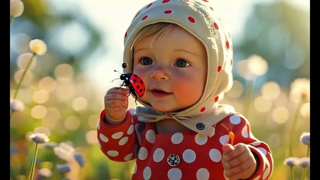 девочка нашла редкую божью коровку