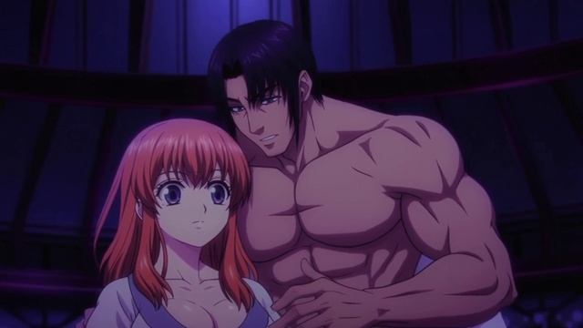 Качок, парень, пресс, аниме, большие формы, поцелует девушку