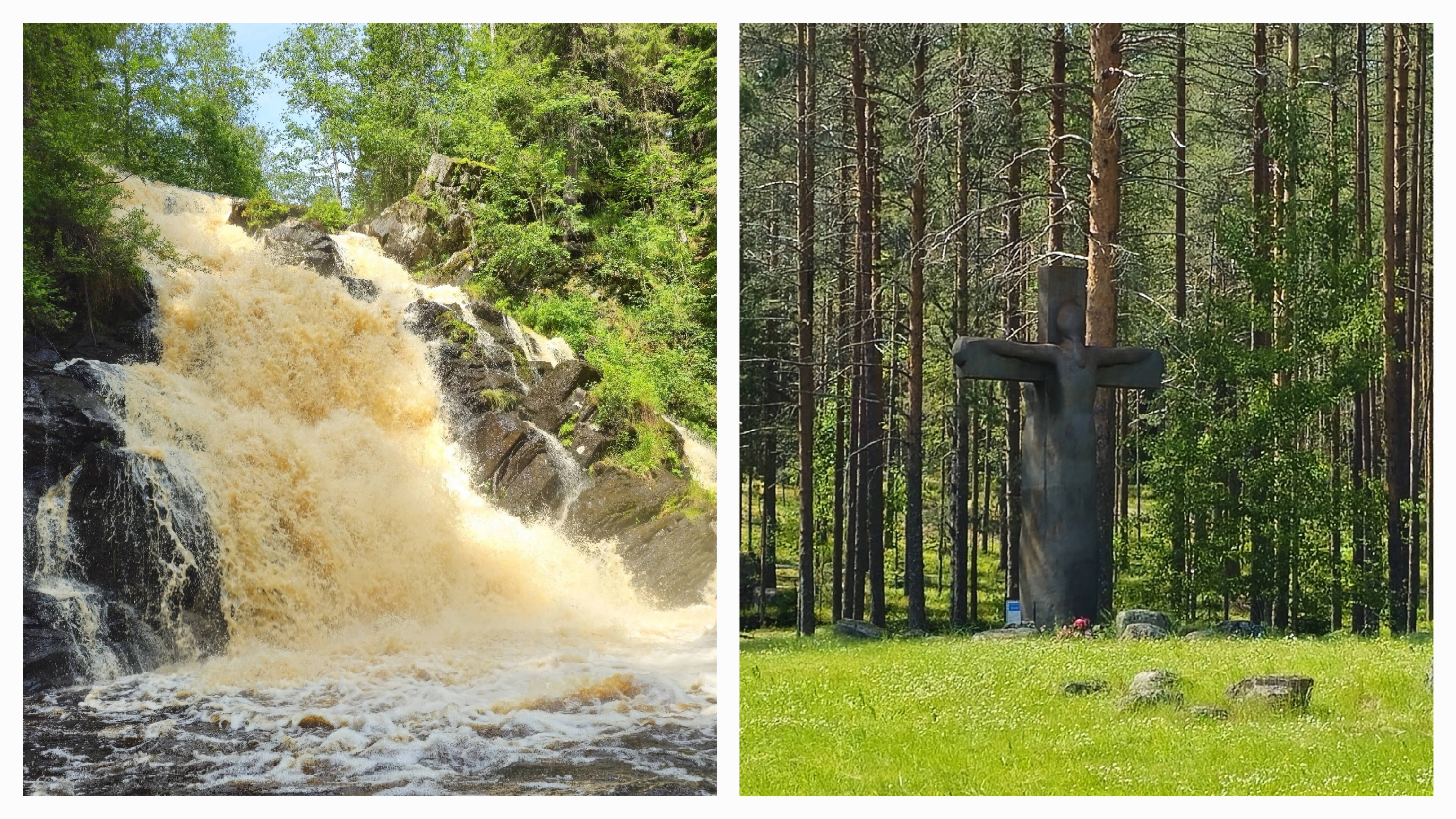 Карелия. Питкяранта. Водопад Юканкоски. Мемориал «Крест скорби»