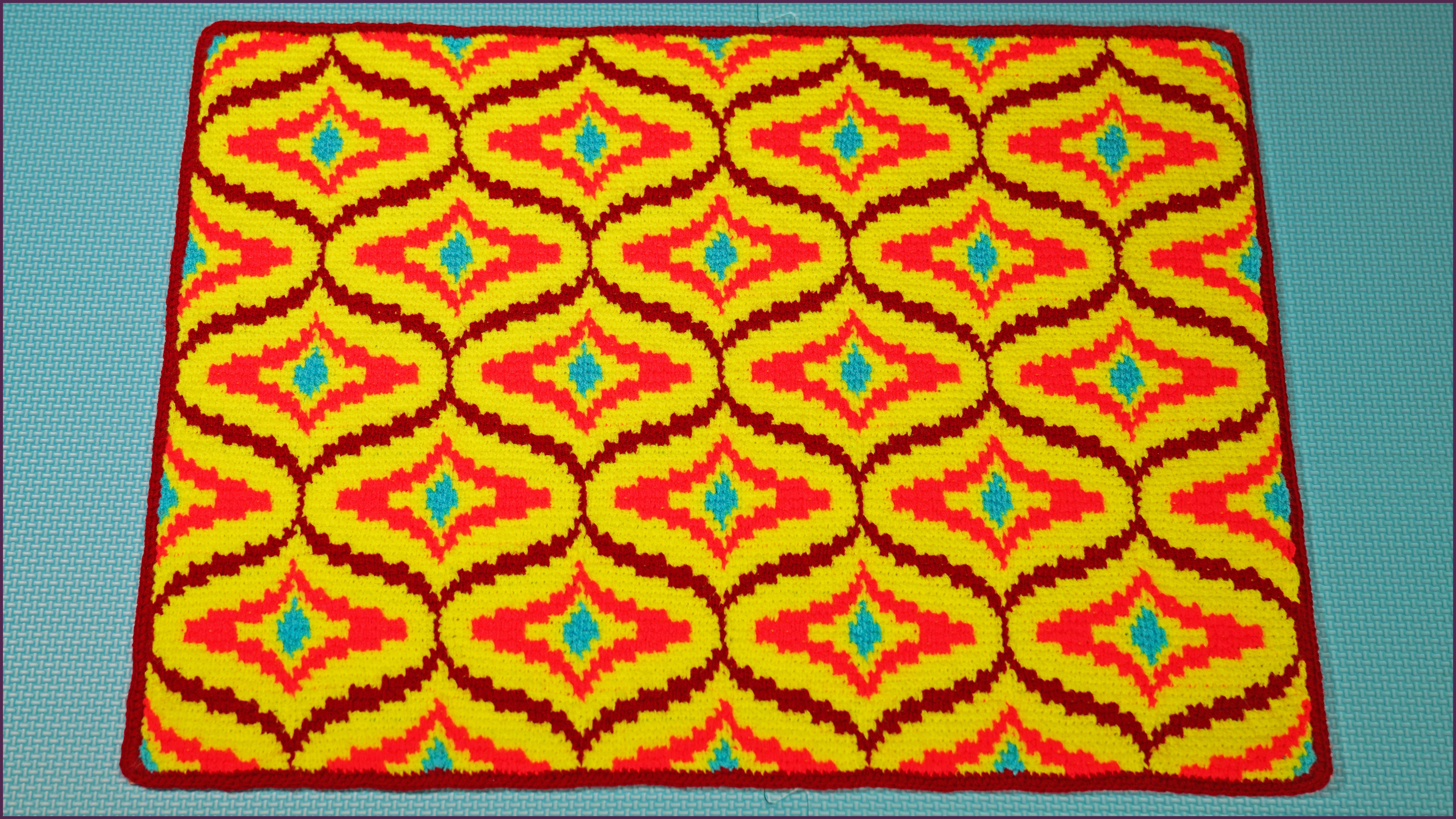 Коврик Барджелло тунисским крючком. Часть 4.