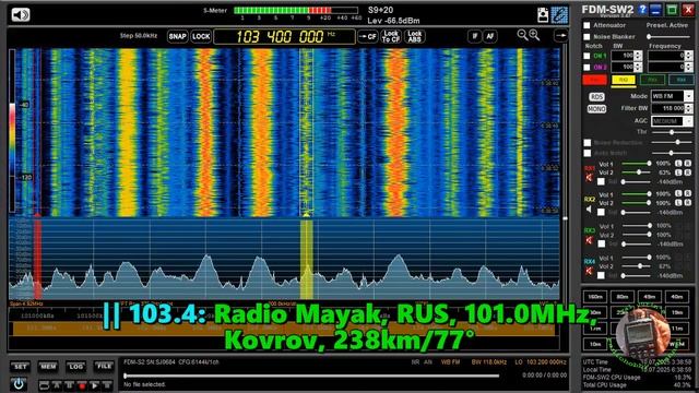 10.07.2025 03:38UTC, [tropo], Радио Маяк, Ковров, 101.0МГц, 238км