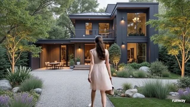 Современный дом в лесу с уютной террасой