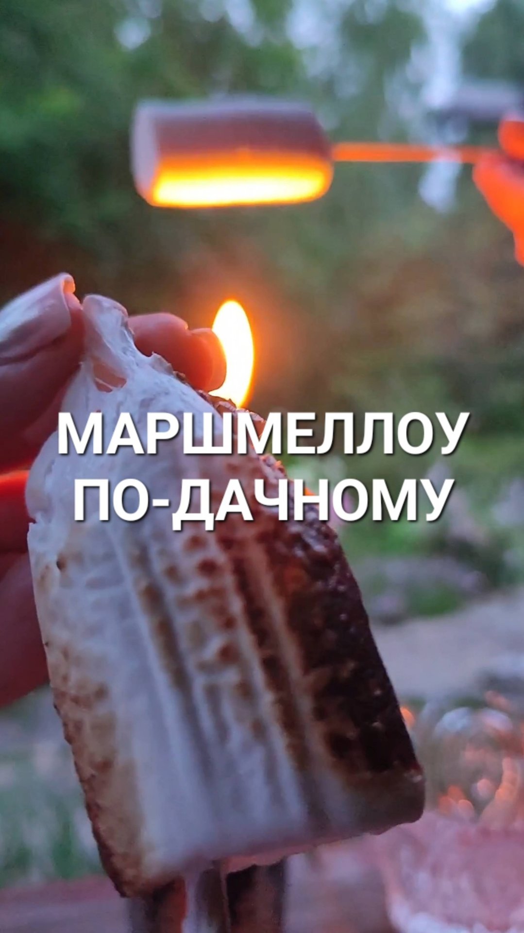 Вечер на даче. Жарим с внучкой маршмеллоу