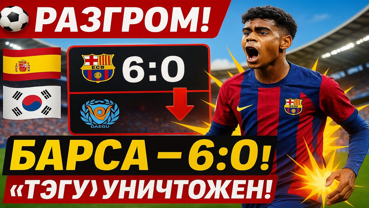 ⚽ Барселона уничтожила «Тэгу» — 6:0! Товарищеский матч в Южной Корее