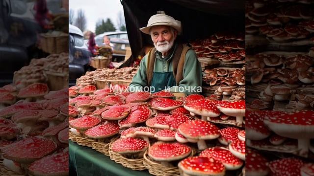 Рынок грибов мухоморов.