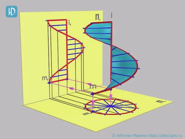7.17в. Прямой геликоид, заданный отсеком