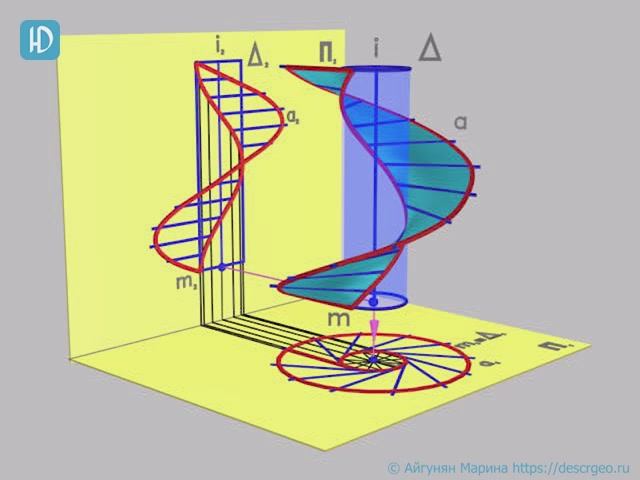 7.19в. Конволютный геликоид, заданный отсеком