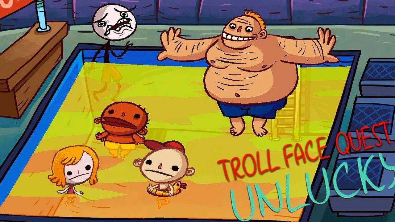 ЖЕЛТЫЙ БАССЕЙН! ЗАТРОЛЛИЛ ВСЕ НЕУДАЧИ в Веселой игре Troll Face Quest Unlucky от Димы.