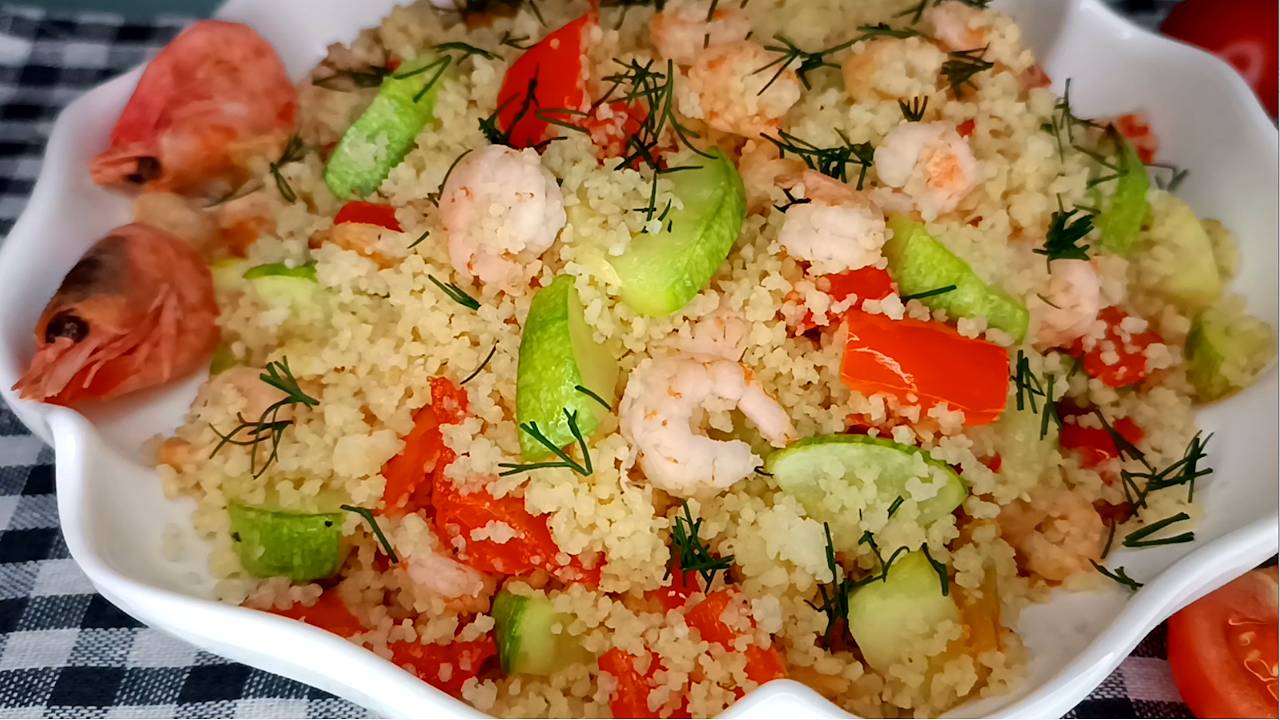 📌 Кускус с креветками и овощами - очень вкусно и полезно