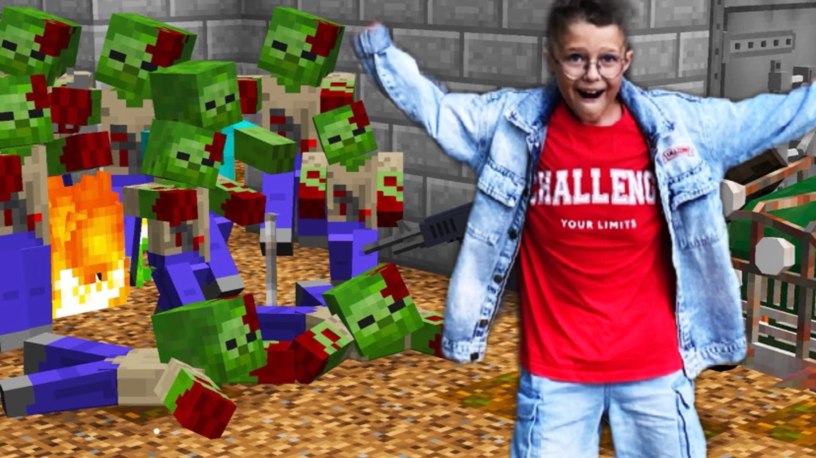 Играю в Minecraft: убиваю зомби в лабиринте!