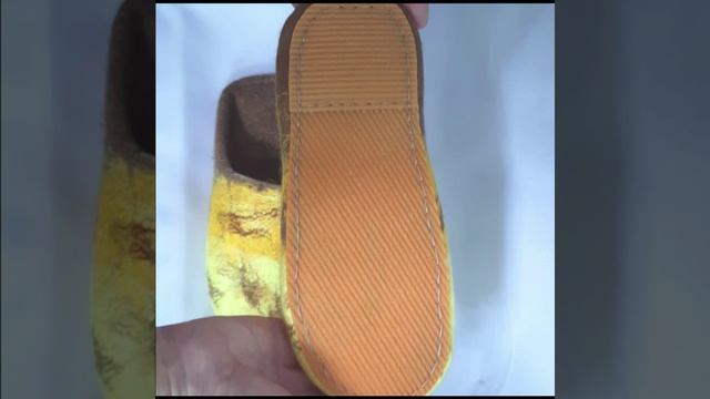 Валяные тапочки ручной работы, модель Желтый мрамор