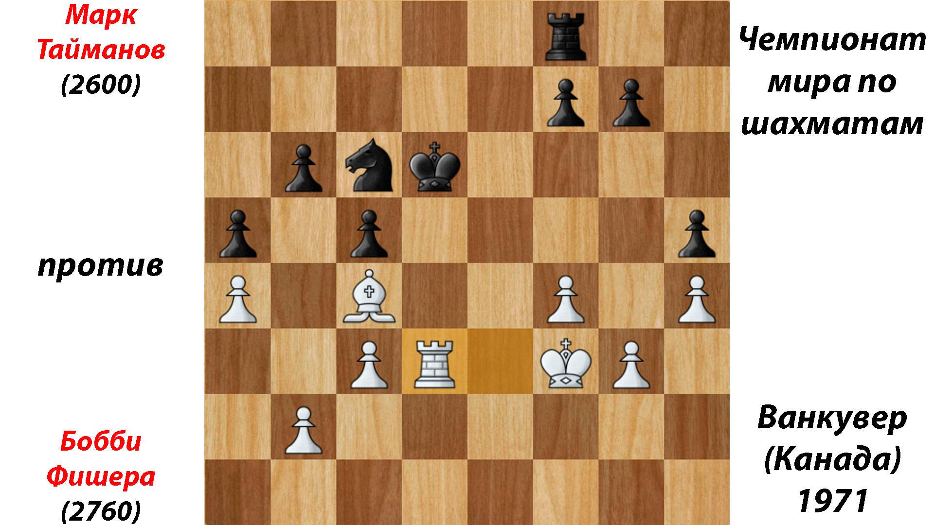 Марк Тайманов против Бобби Фишера. Чемпионат мира по шахматам в Ванкувере (Канада), 1971.