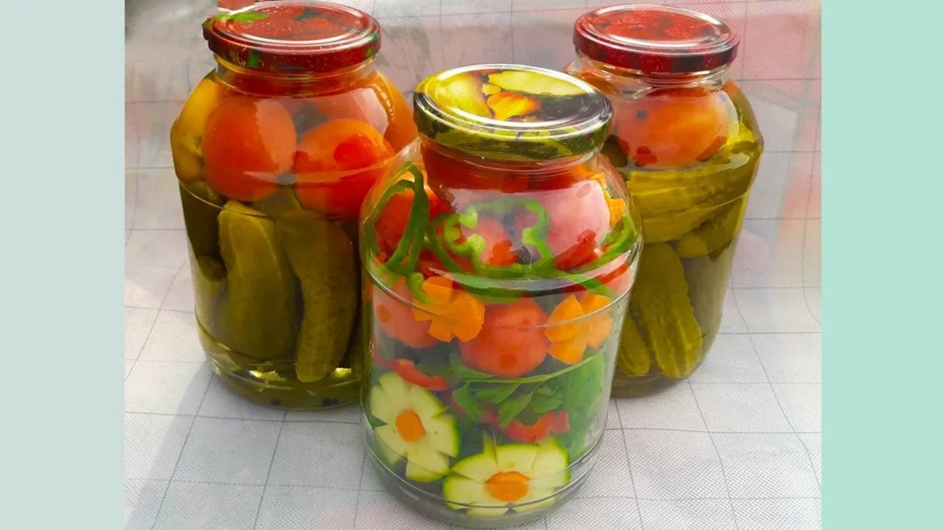 Овощное ассорти из огурцов, помидоров, перца, кабачков на зиму. Простой рецепт без стерилизации