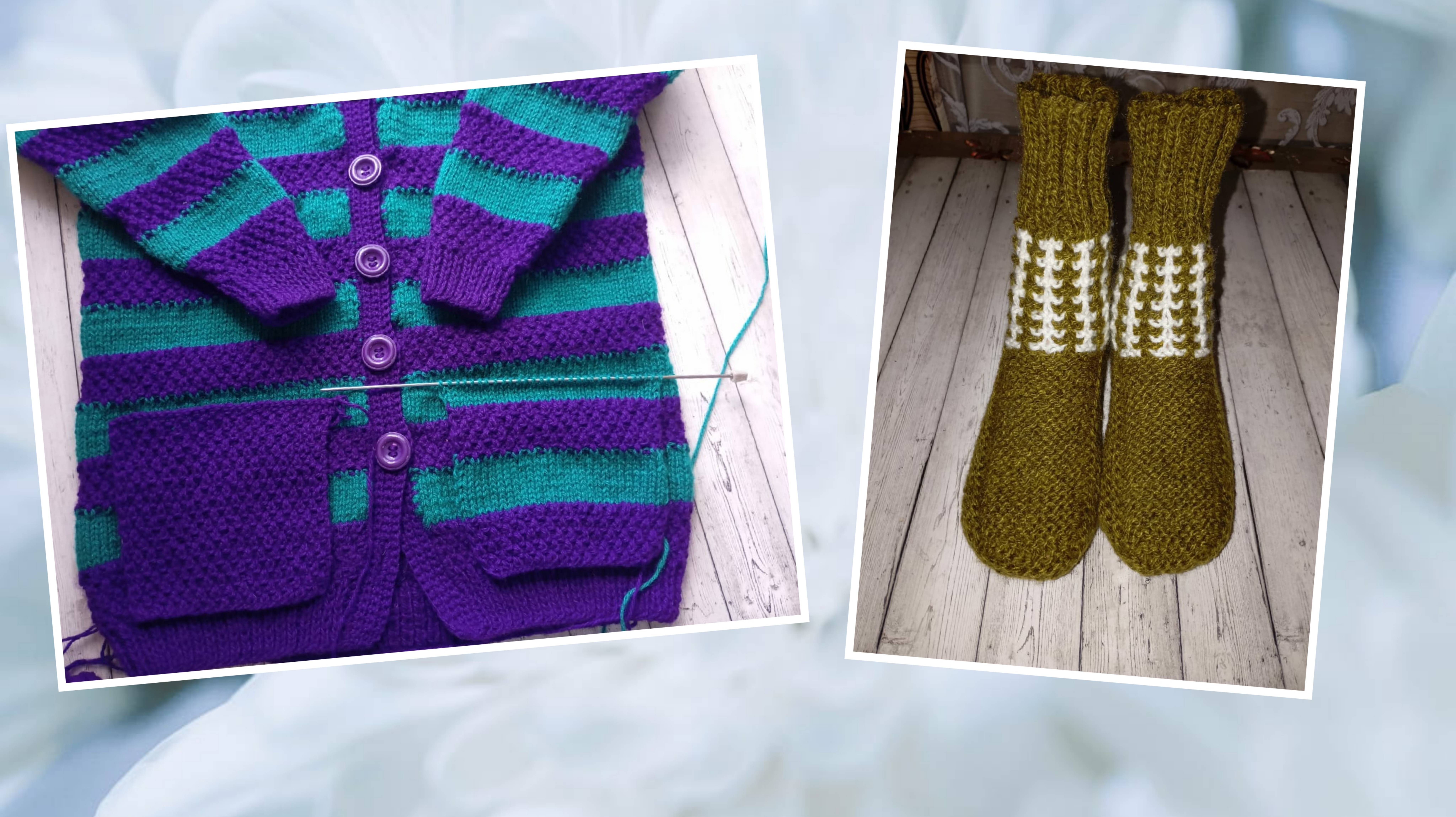 Вязание. Вяжу карман, выбираю...носочки с узором