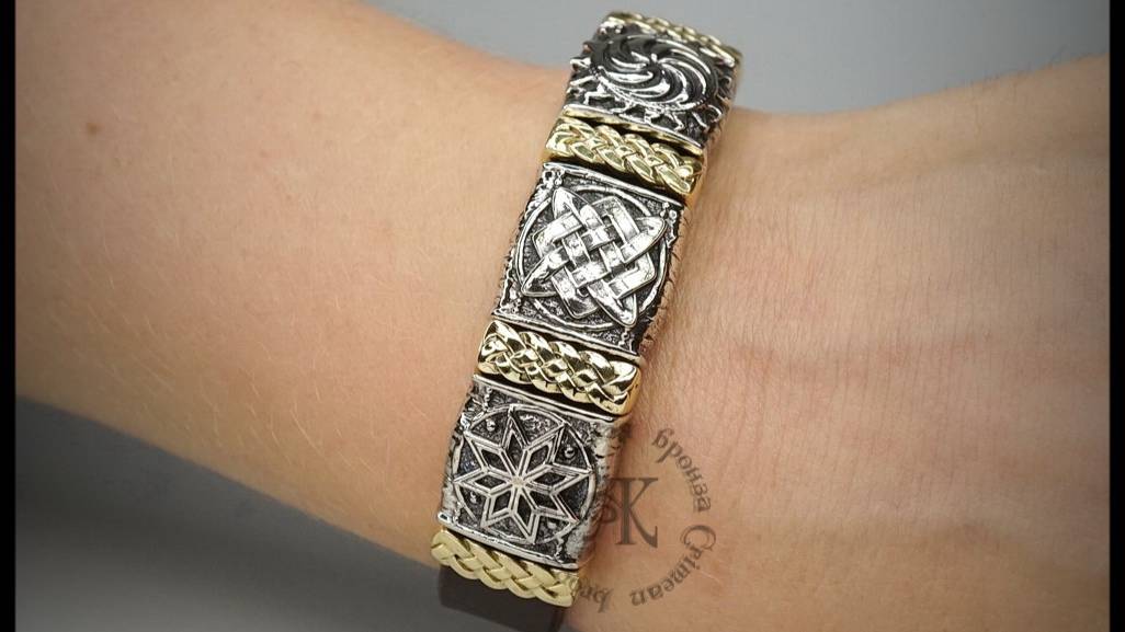 браслет кожаный мужской , женский "Сварог"