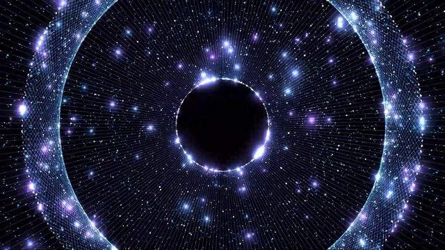 Зацикленный футаж:  Сине-фиолетовые сияющие блестящие круги с линиями Blue Moving Sparkling Rings