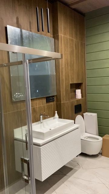 Идеальный санузел в доме из клееного бруса