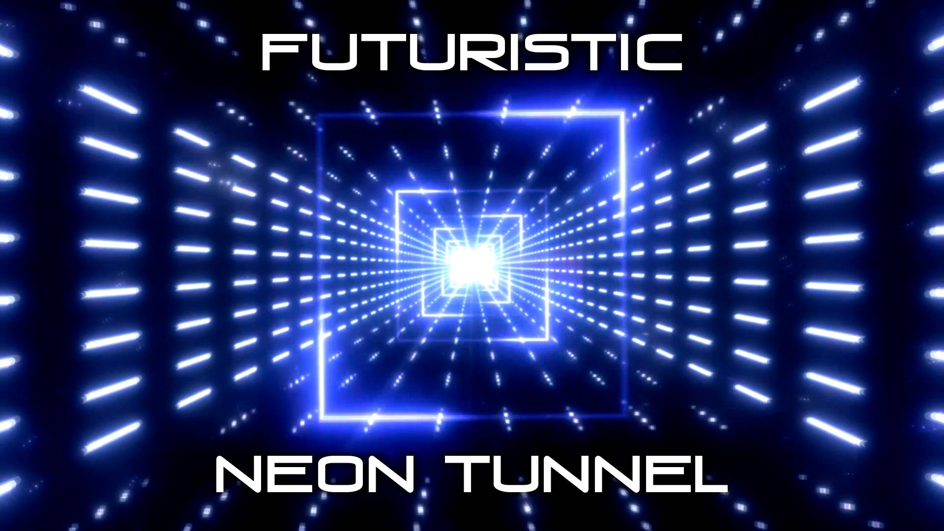 Футуристический туннель в бесконечность | Синие неоновые огни | Фон для видео | Футаж