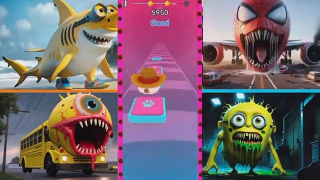 Монстр-акула-миньон🆚 Зараженный Небесный человек-паук🆚 Монстр из школьного автобуса🆚 Миньон, игра