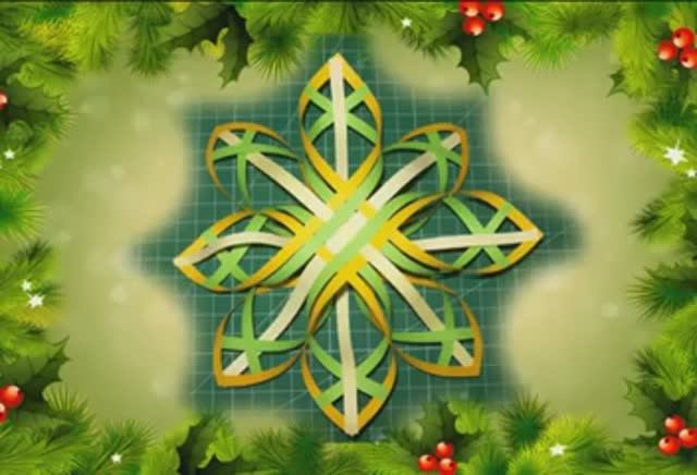 Объёмная снежинка из полосок цветной бумаги