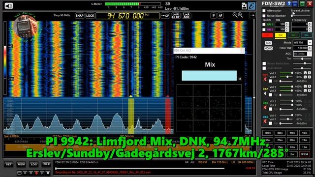 23.07.2025 19:53UTC, [Es], Limfjord Mix, Дания, 94.7МГц, 1767км