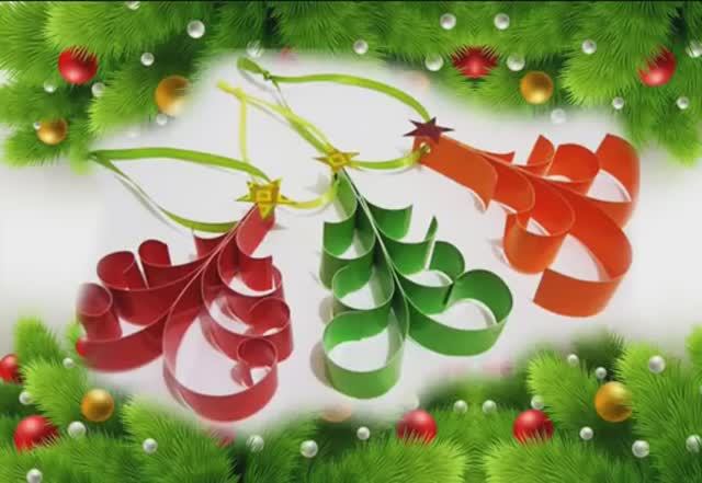 Ёлочка из полосок цветной бумаги