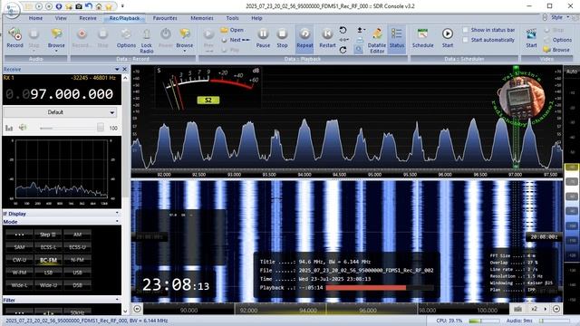 23.07.2025 20:08UTC, [Es], Неидентифицированная станция, 97.0МГц