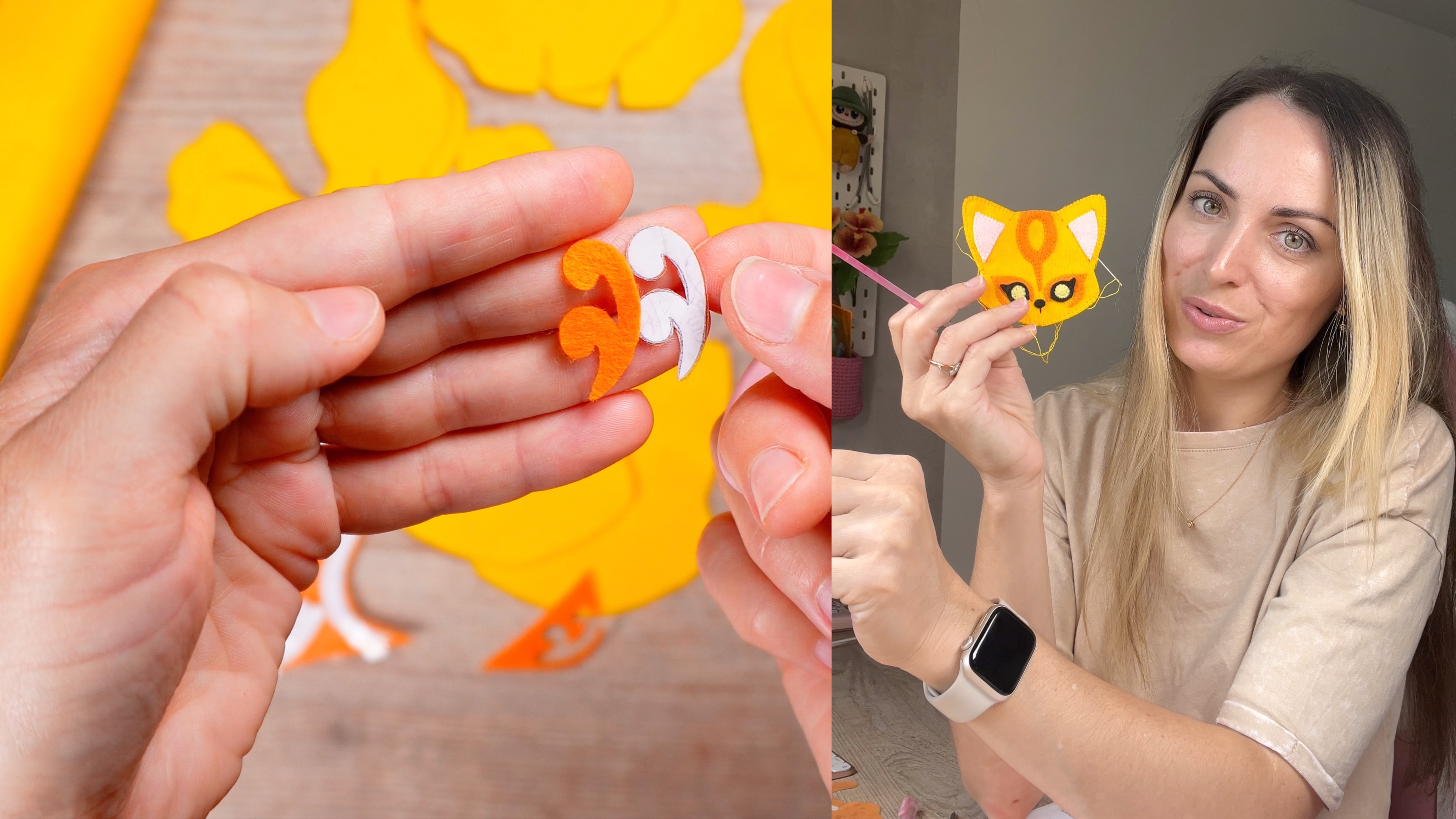 1 Этап совместного пошива игрушки-талисмана Кицунэ из фетра - нарезка