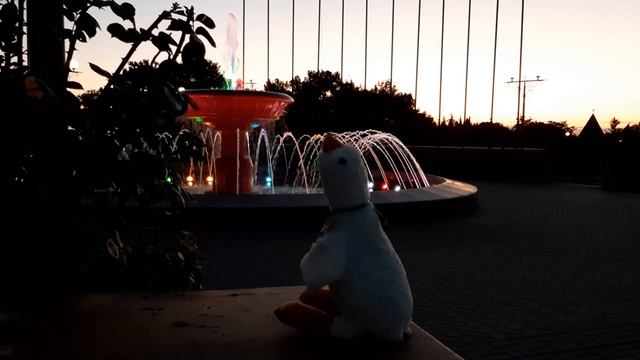 Гусь у цветного фонтана